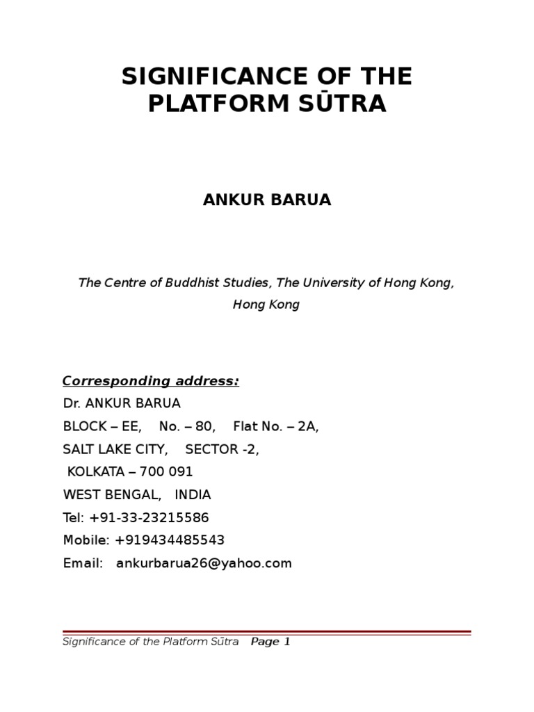 Significance of The Platform Sutra | PDF | Zen | Enlightenment In Buddhism