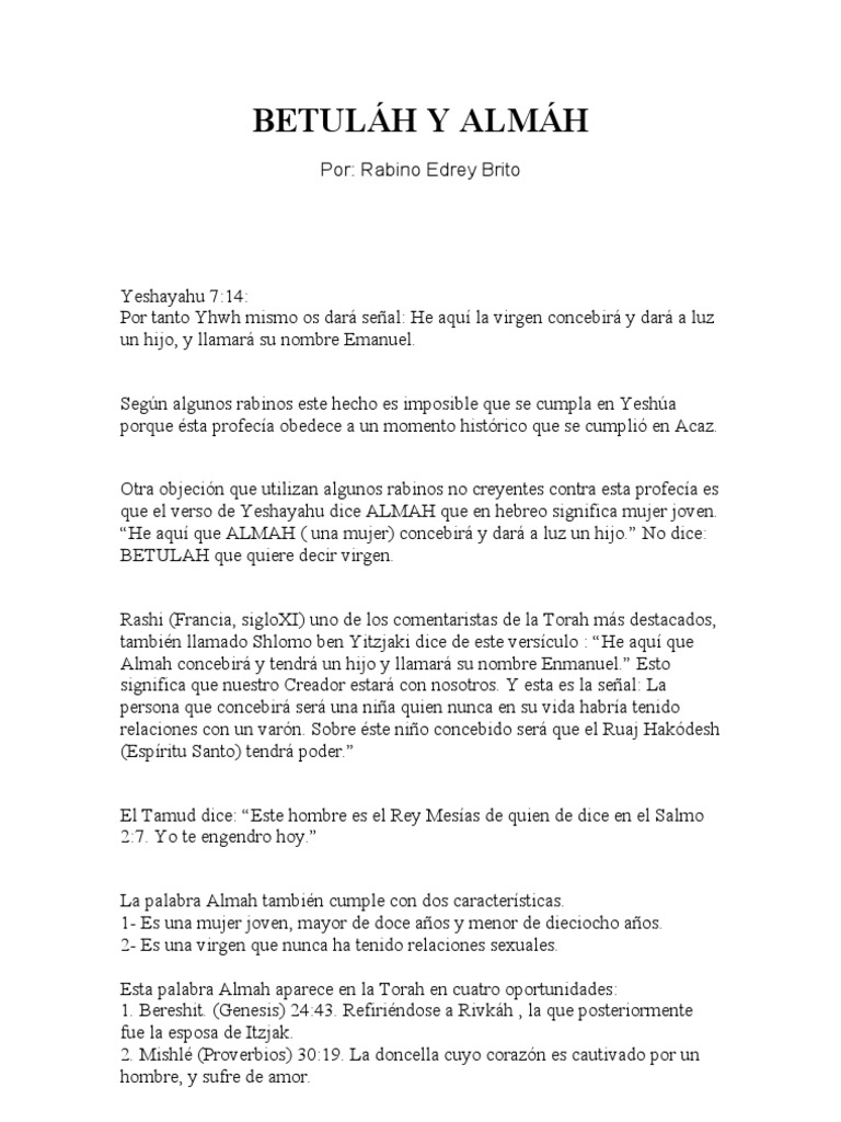 Betuláh y Almáh-Concepcion Virginal | PDF | Evangelio de Mateo | Biblia