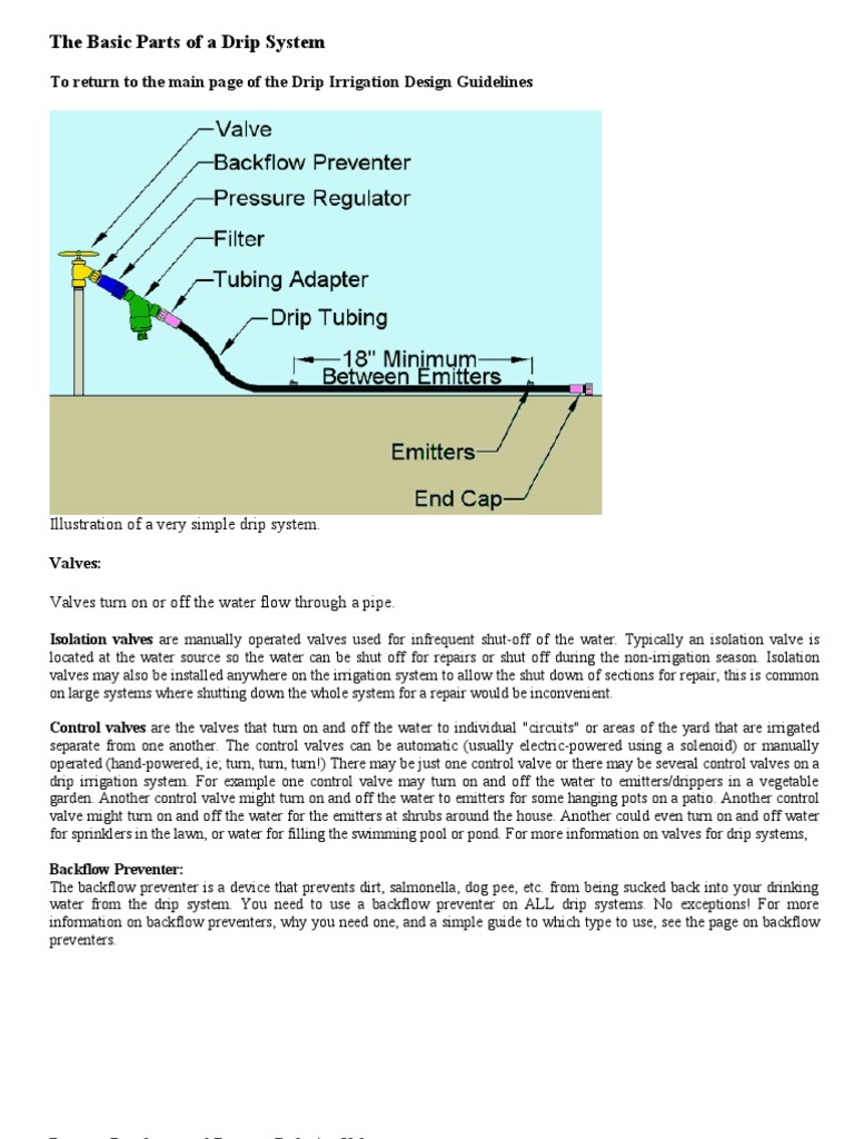 The Basic Parts of A Drip System | PDF | Irrigation | Valve