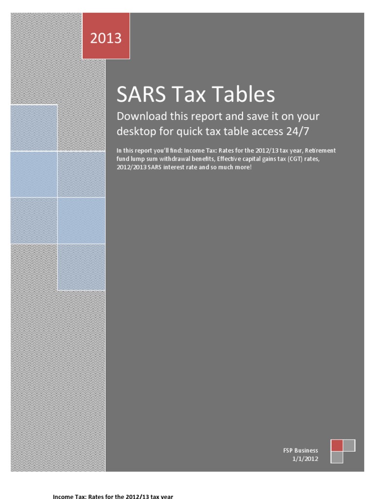 SARS Tax Tables: Download This Report and Save It On Your Desktop For ...