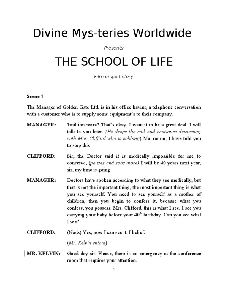 School of Life Film Script | PDF | Afterlife | Teachers