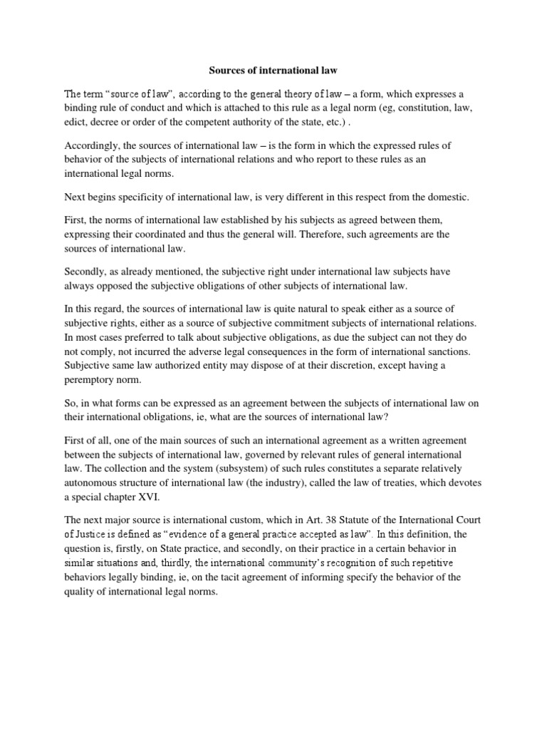 Sources of International Law | PDF | Public International Law ...