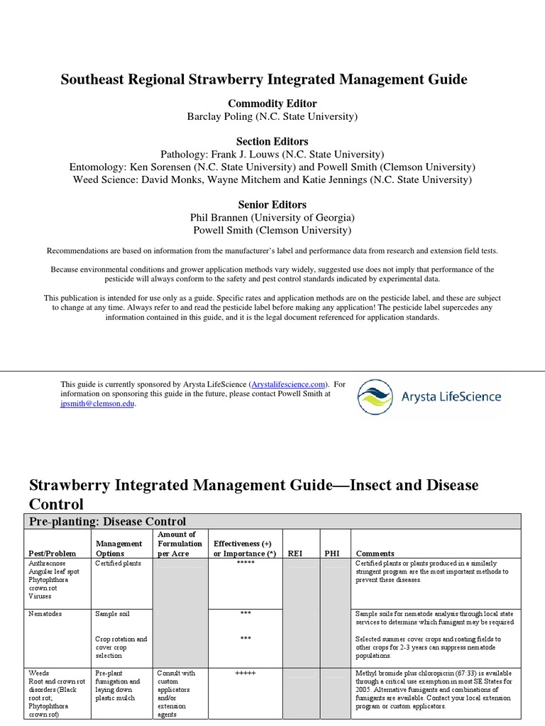 Southeast Regional Strawberry Integrated Management Guide: Commodity ...