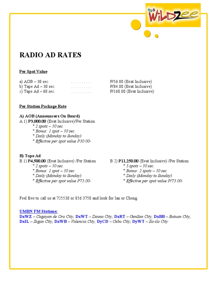 Radio Ad Rates and Packages Explained | PDF | Science & Mathematics ...