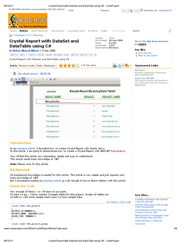Crystal Report With Dataset And Datatable Using C Codeproject Pdf Computer Programming