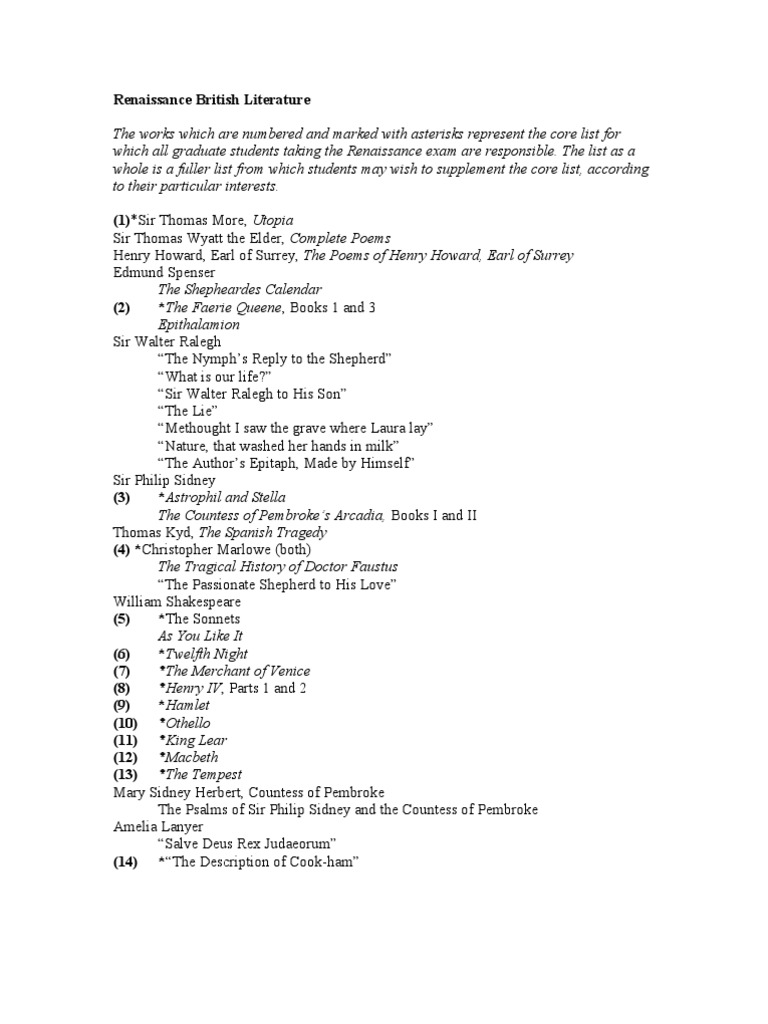 Renaissance British Literature | PDF | British Literature | English ...