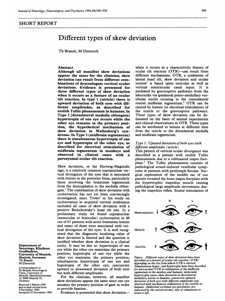Different Types Of Skew Deviation Pdf Vestibular System Organ Anatomy