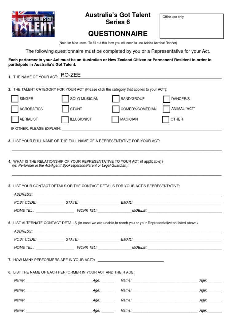 Talent Show Entry Form | PDF | Business