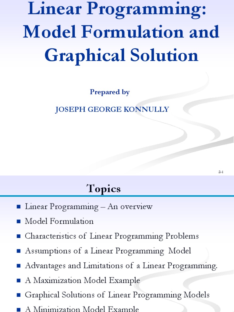 Linear Programming Model Formulation Graphical Method Pdf Linear Programming Loss Function