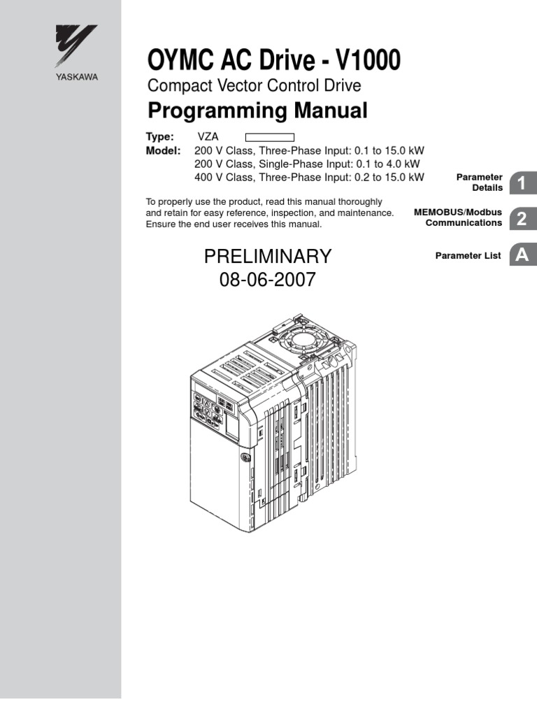 V1000 Programming Manual OYMC 070808 | Download Free PDF | Parameter (Computer Programming ...