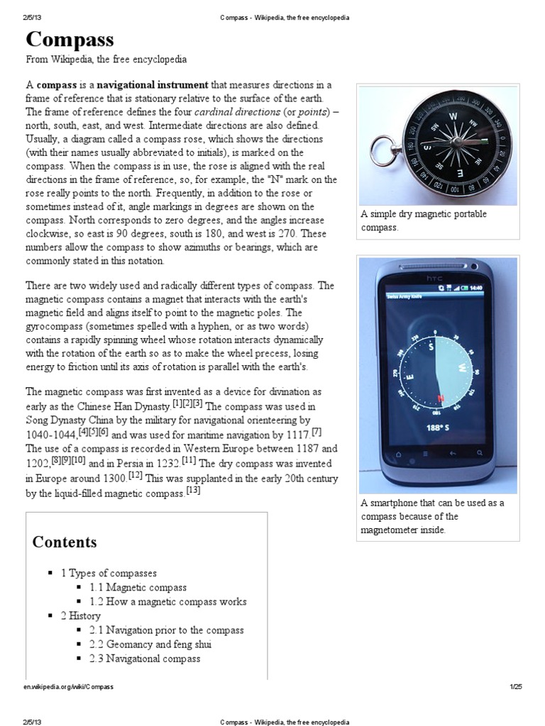 Compass - Wikipedia, The Free Encyclopedia | PDF | Compass | Navigation