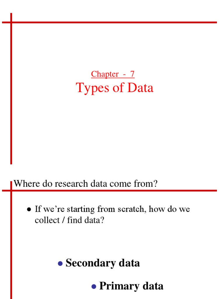 Chapter 7 - Types of Data | PDF | Focus Group | Survey Methodology