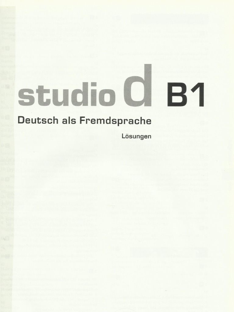 Studio D B1 Kurs - Und Uebungsbuch Loesungen | PDF