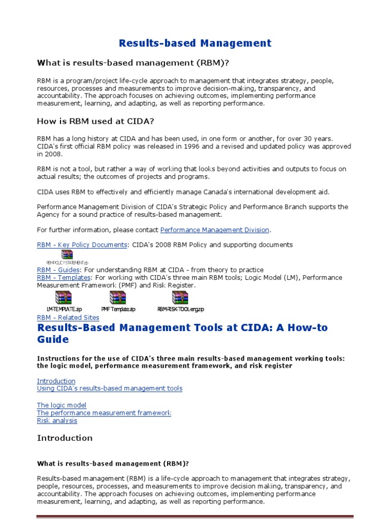 Results-Based Management PDF | Download Free PDF | Risk | Risk Management