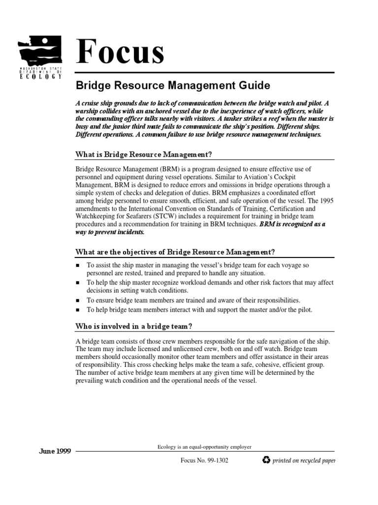 Bridge Resource Management Guide | PDF | Navigation | Water Transport