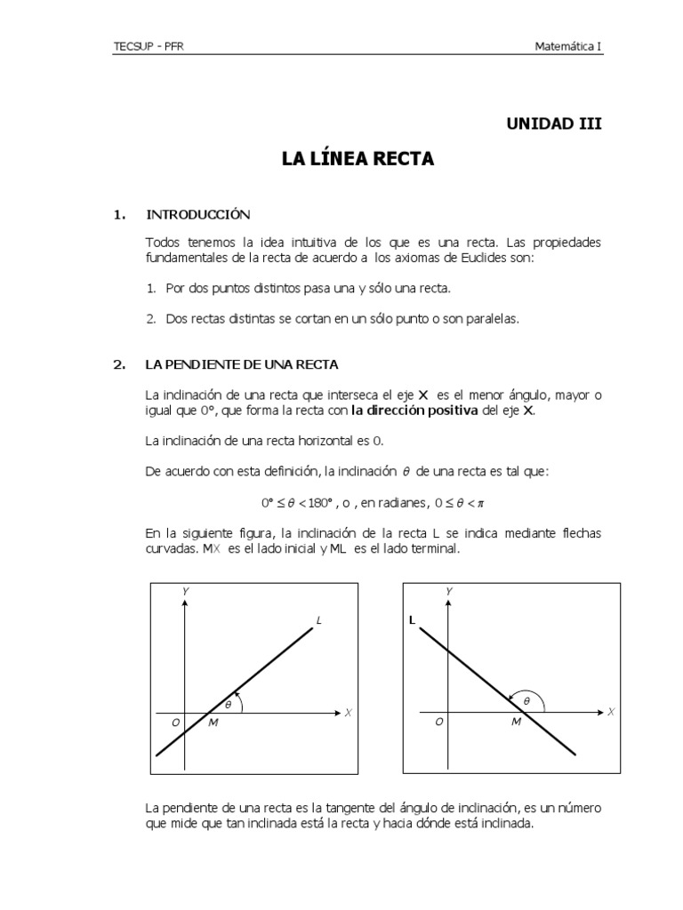 Características y Ecuaciones de la Línea Recta | PDF | Pendiente ...