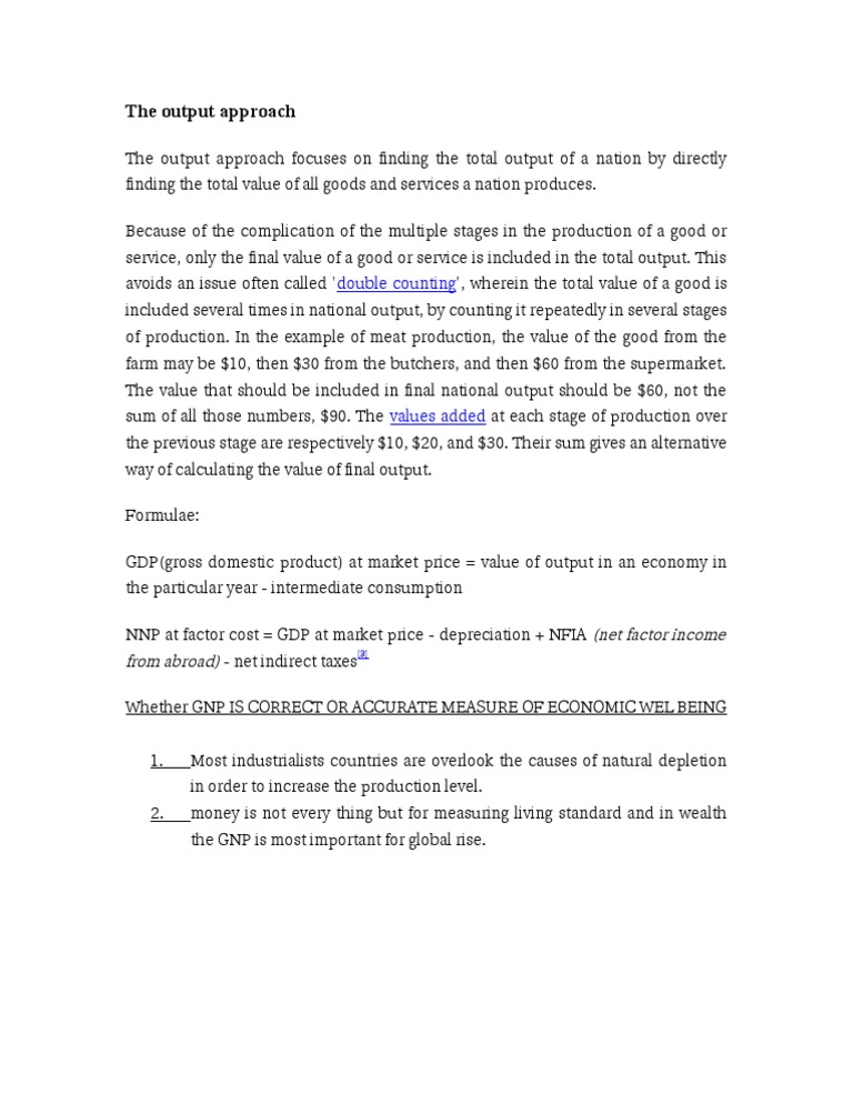 The Output Approach | PDF | Finance & Money Management | Politics