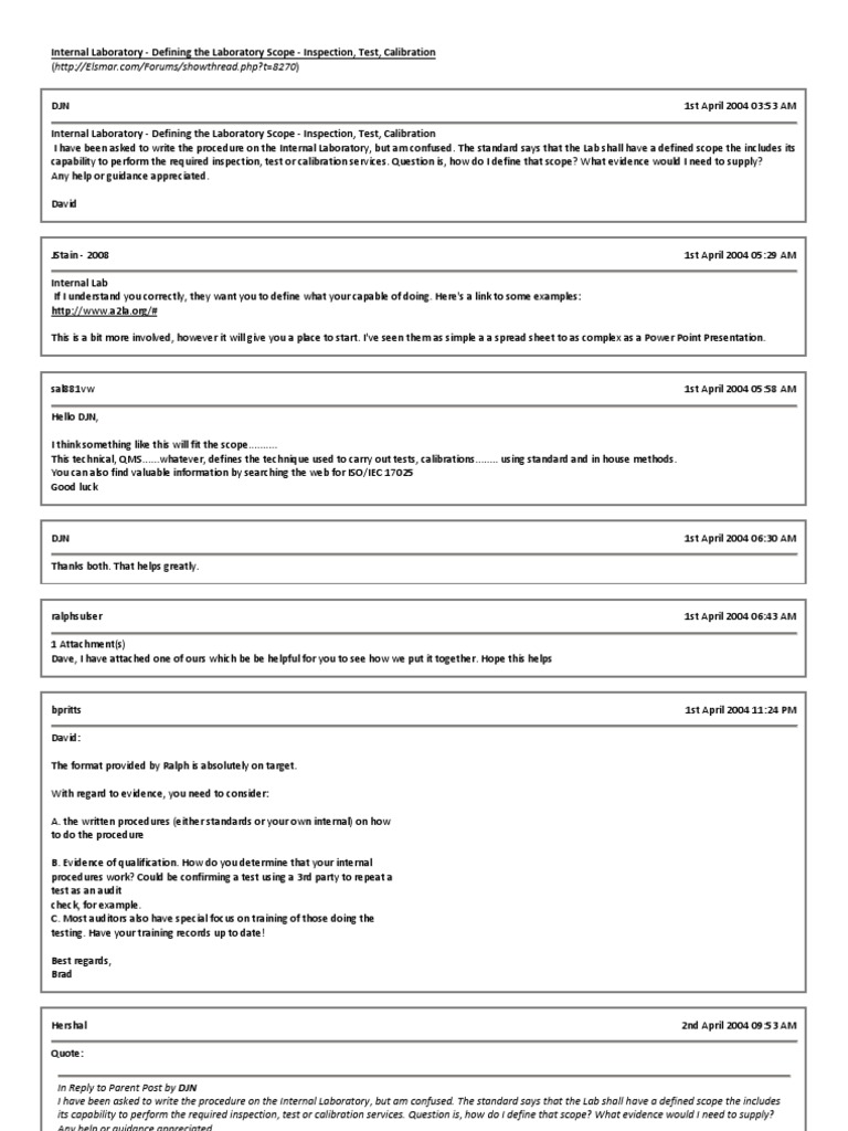 Lab Internal Scope | PDF | Laboratories | Evaluation