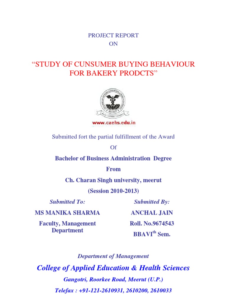 Bakery Consumer Behavior Study | PDF