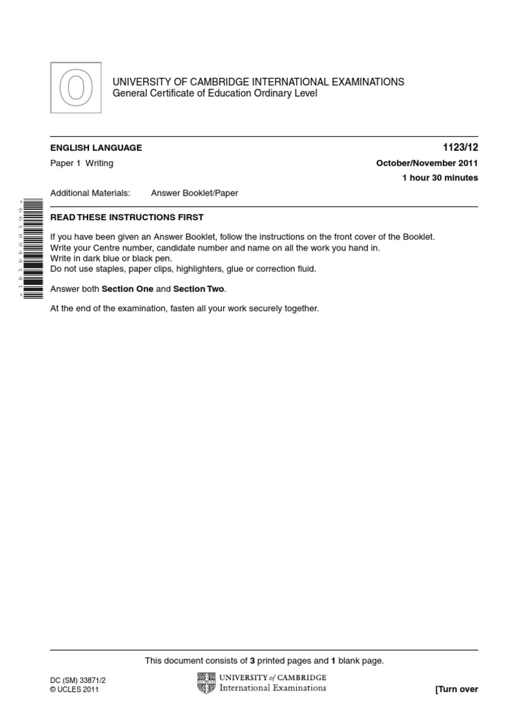 O Level English Paper | PDF