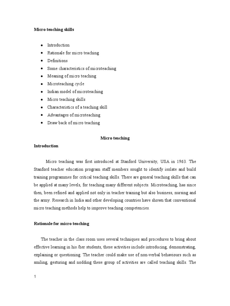 MicroteachingSkills Word | PDF | Teacher Education | Teachers