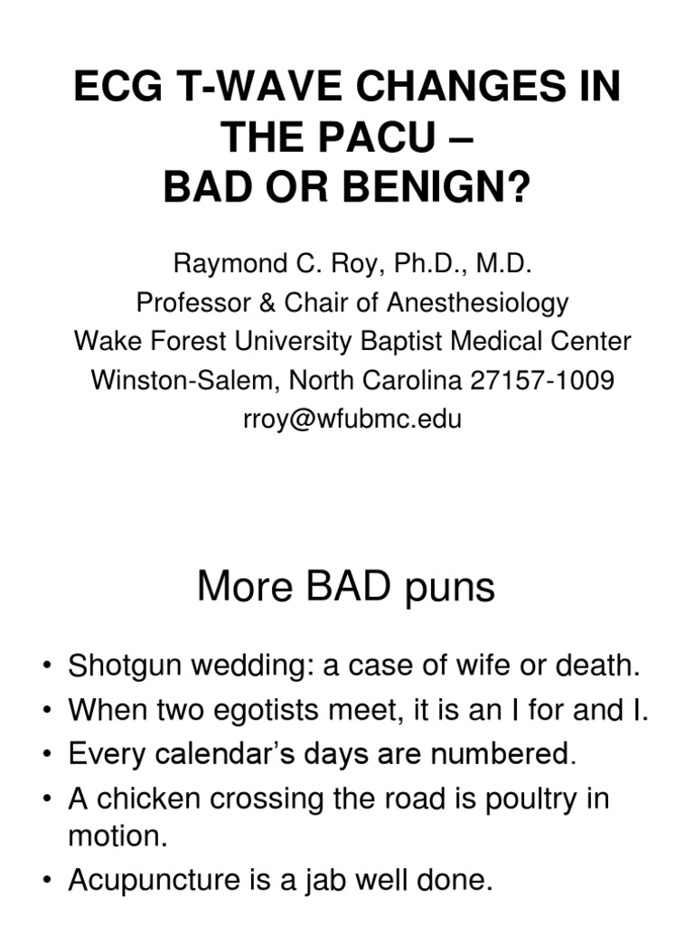 Ecg T-Wave Changes in The Pacu - Bad or Benign | PDF | Coronary Artery ...