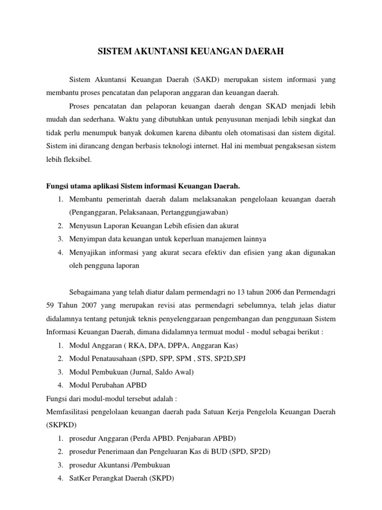Sistem Akuntansi Keuangan Daerah Pdf Pengelolaan Keuangan Uang