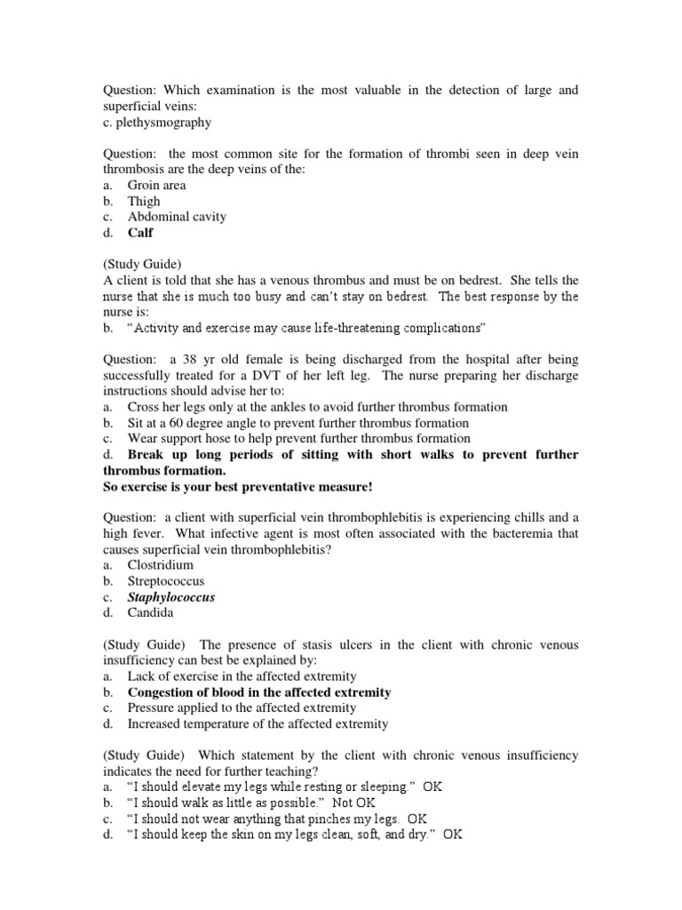 DVT and Venous Thrombosis Study Guide | PDF | Wellness | Science ...