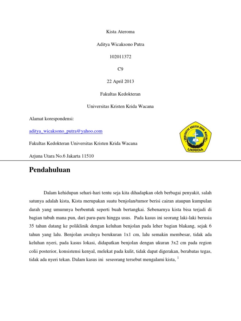 Kista Ateroma: Diagnosis dan Penanganan | PDF | Kesehatan Holistik ...