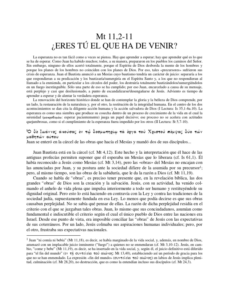 Mateo 11,2-11 | PDF | Juan el Bautista | Cristianismo