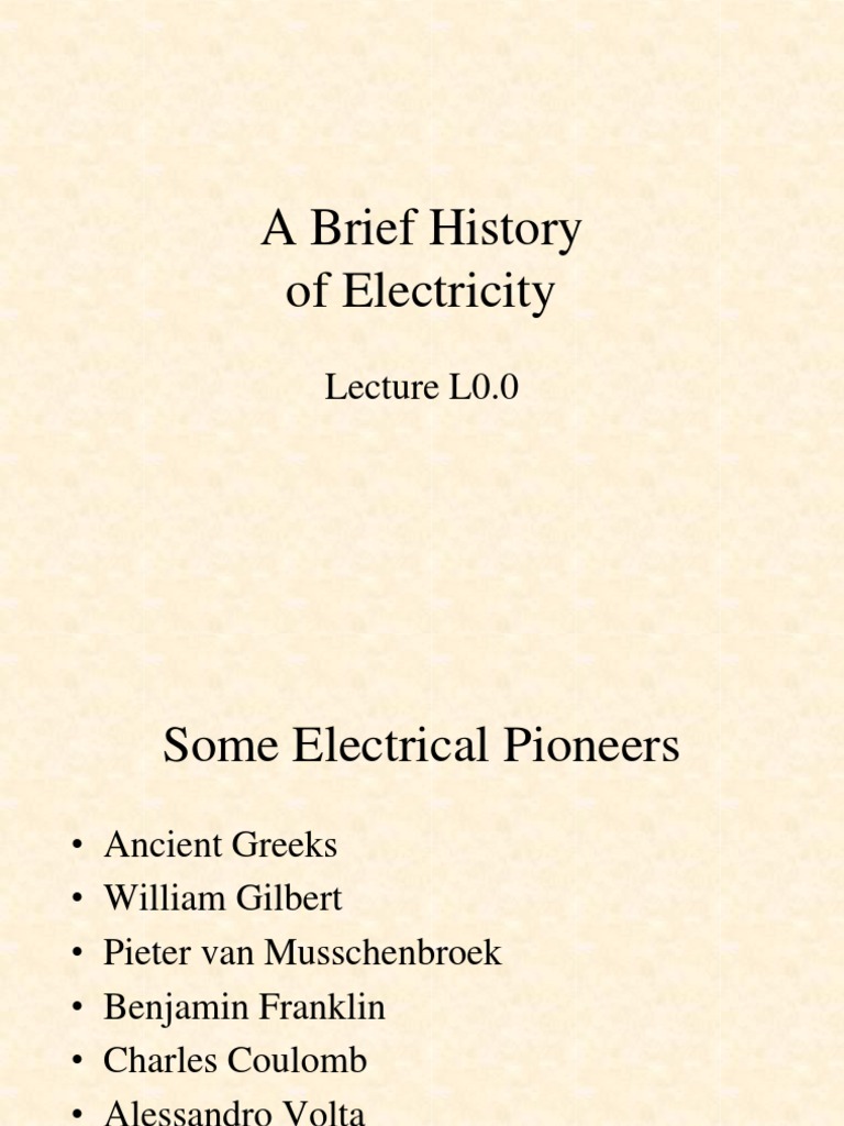 Pioneers in the History of Electricity | PDF | Electromagnetic ...