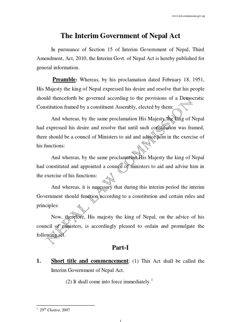The+Interim+Government+of+Nepal+Act,+2007+E | Pardon | Oath Of Office