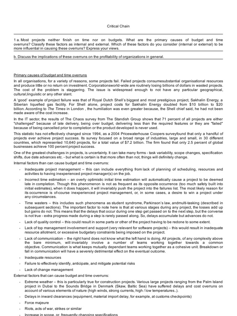 Critical Chain | PDF | Project Management | Profit (Accounting)