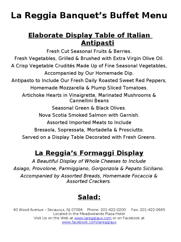 Banquet Buffet Menu | PDF | Cooking, Food & Wine