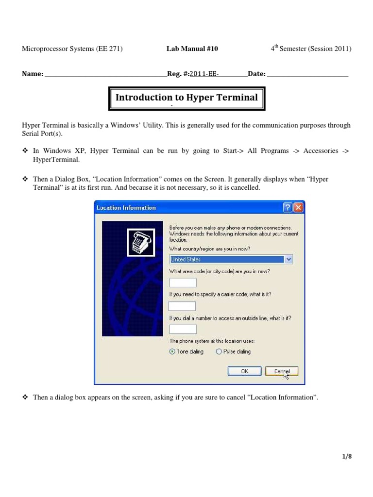 Introduction To Hyper Terminal Hyper Termina | PDF | Telecommunications ...