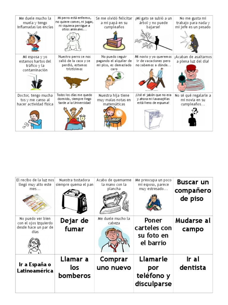 Act - B2 - Verbo - Imperativo - Consejos - Juego Con Dibujos y Frases | PDF