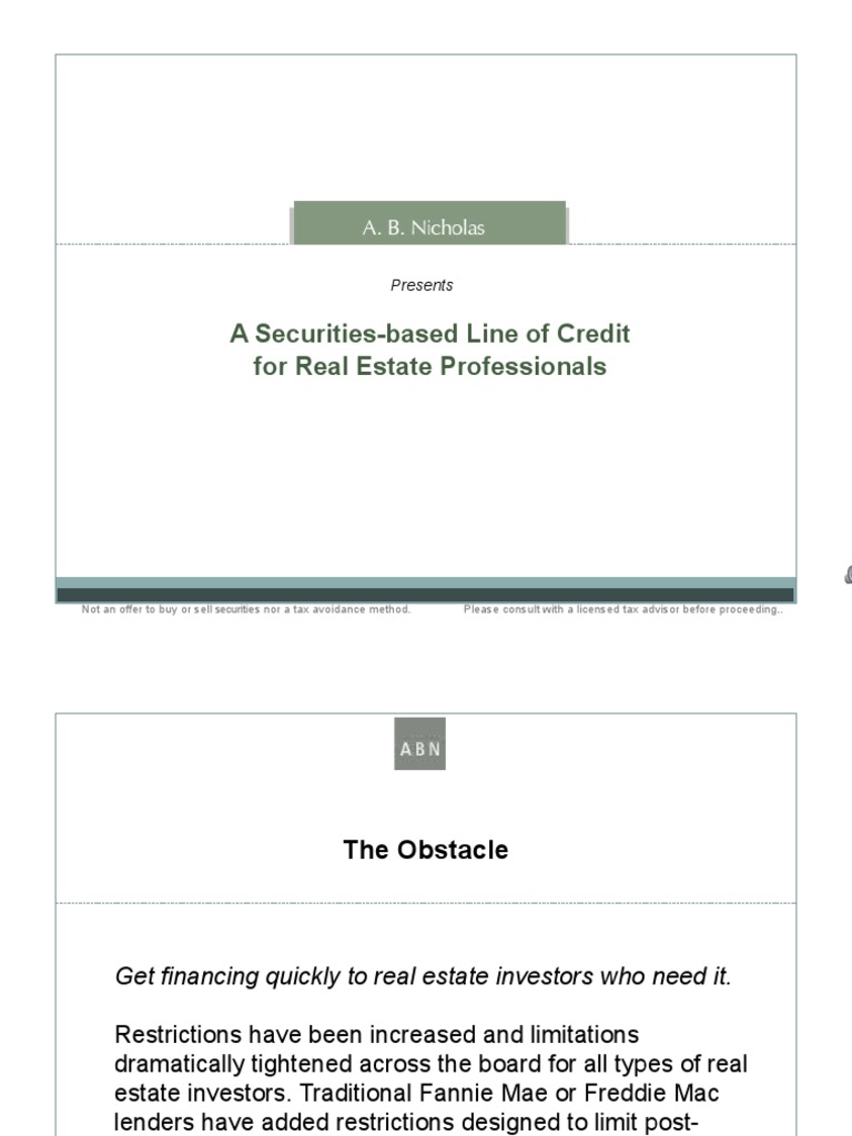 A Securities-Based Line of Credit For Real Estate Professionals ...