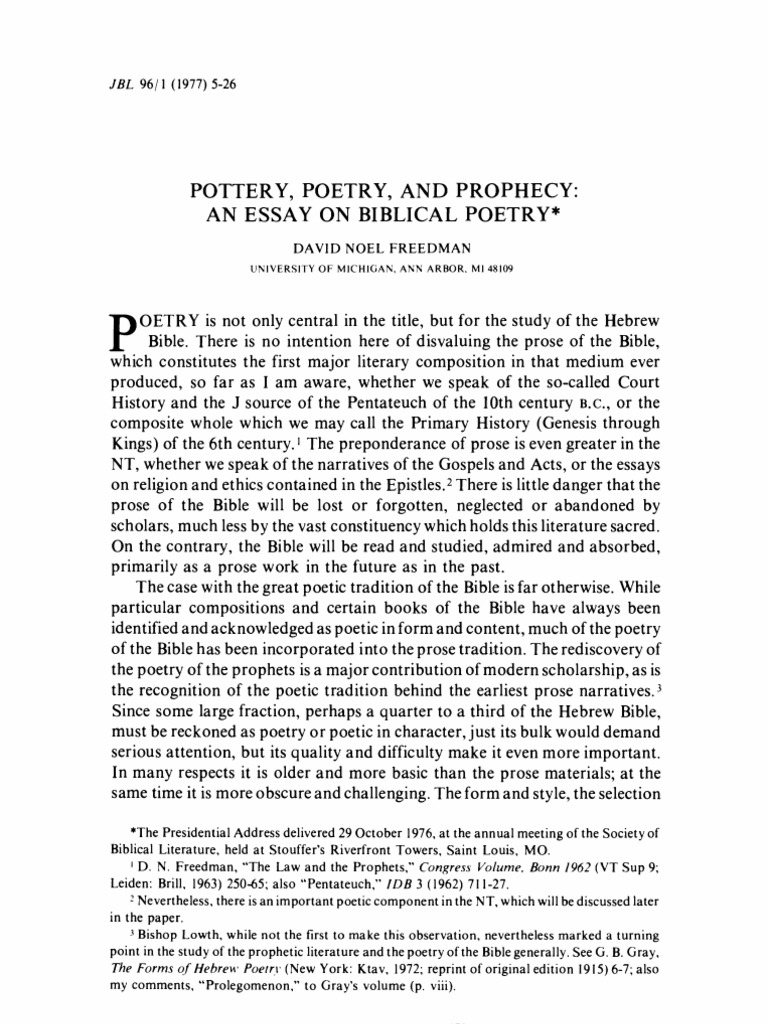Pottery, Poetry, and Prophecy | PDF | The Exodus | Poetry
