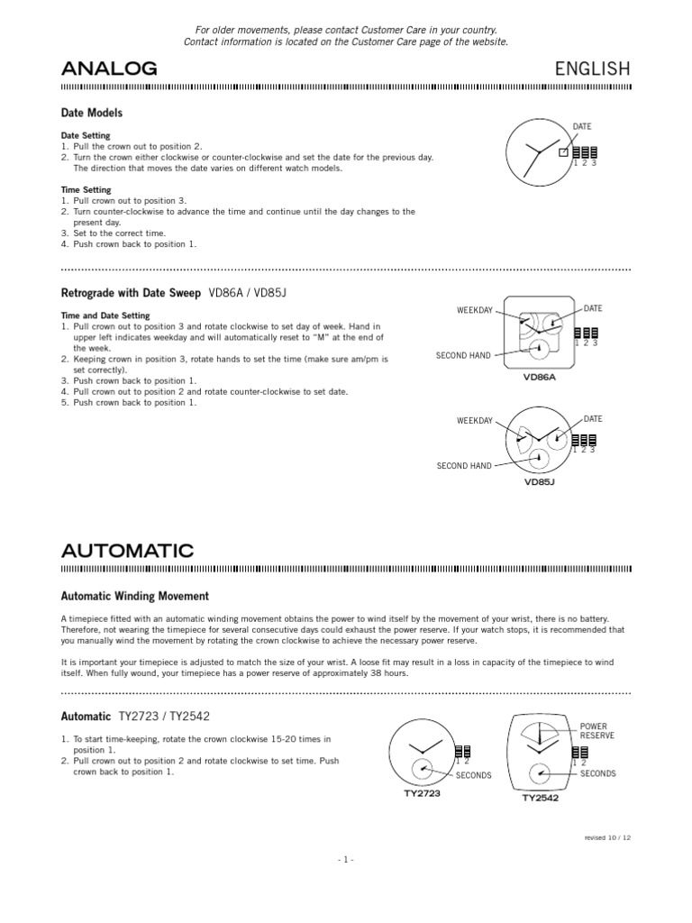 Instructions for Setting Time and Functions on Multiple Watch Models ...