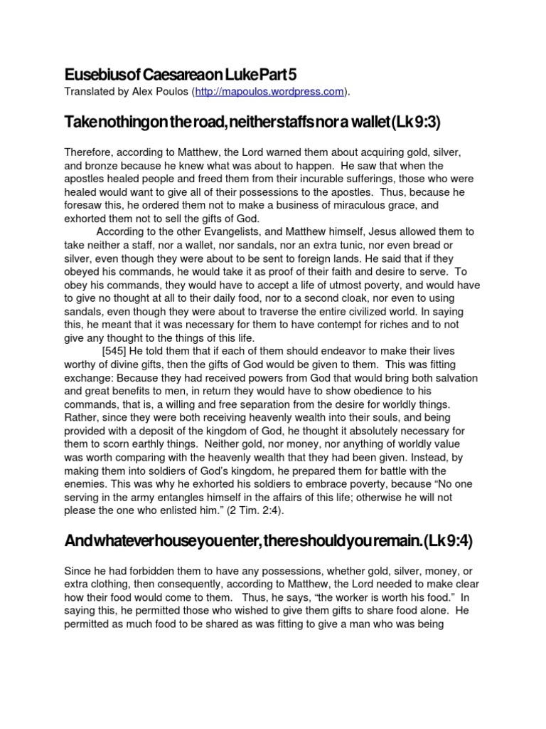 05 Eusebius of Caesarea S Fragments From The Commentary On Luke | PDF ...