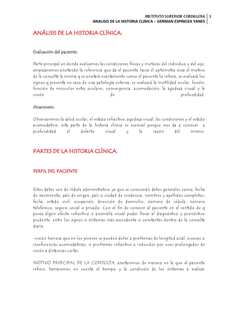Análisis de La Historia Clínica | PDF | Historial médico | Clínica