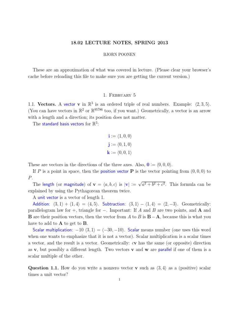 Multivariable Calculus Lecture Notes | Download Free PDF | Matrix ...