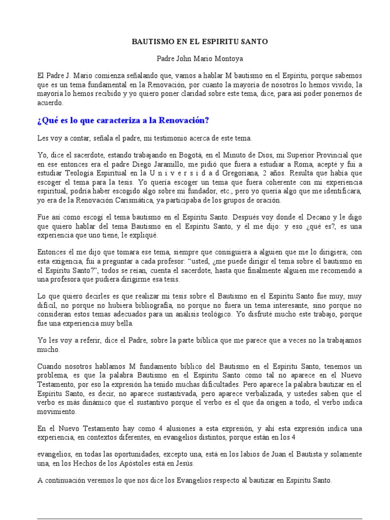Bautismo en El Espiritu Santo | PDF | Bautismo | Bautismo Con El Espiritu Santo