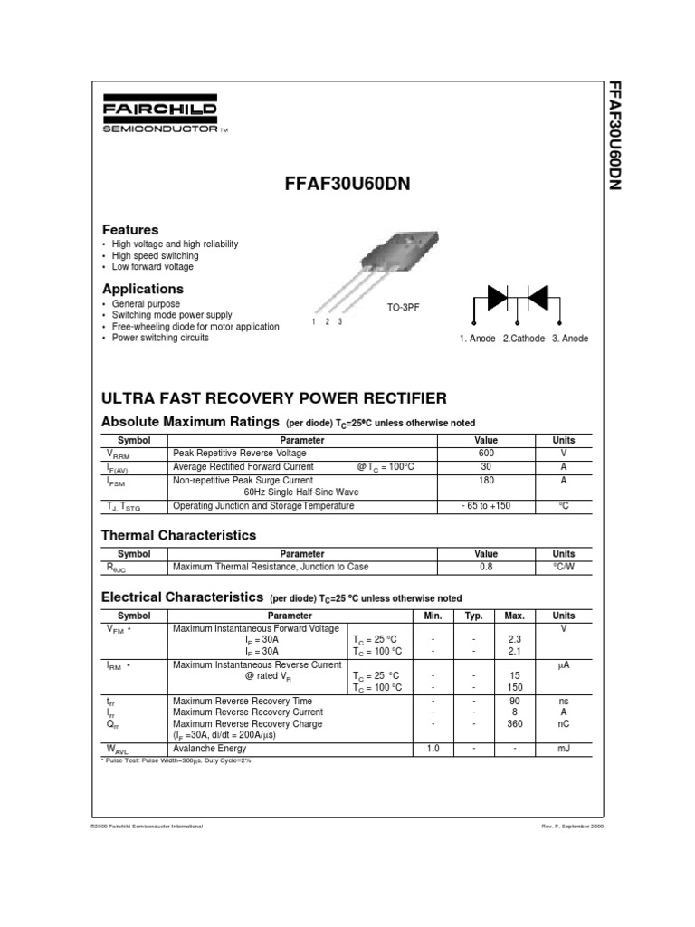 F30u60 Ultra Fast Diode | PDF | Diode | Rectifier