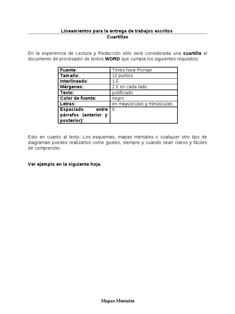 Lineamientos para Cuartillas y Mapas Mentales | PDF | Mapa | Imagen