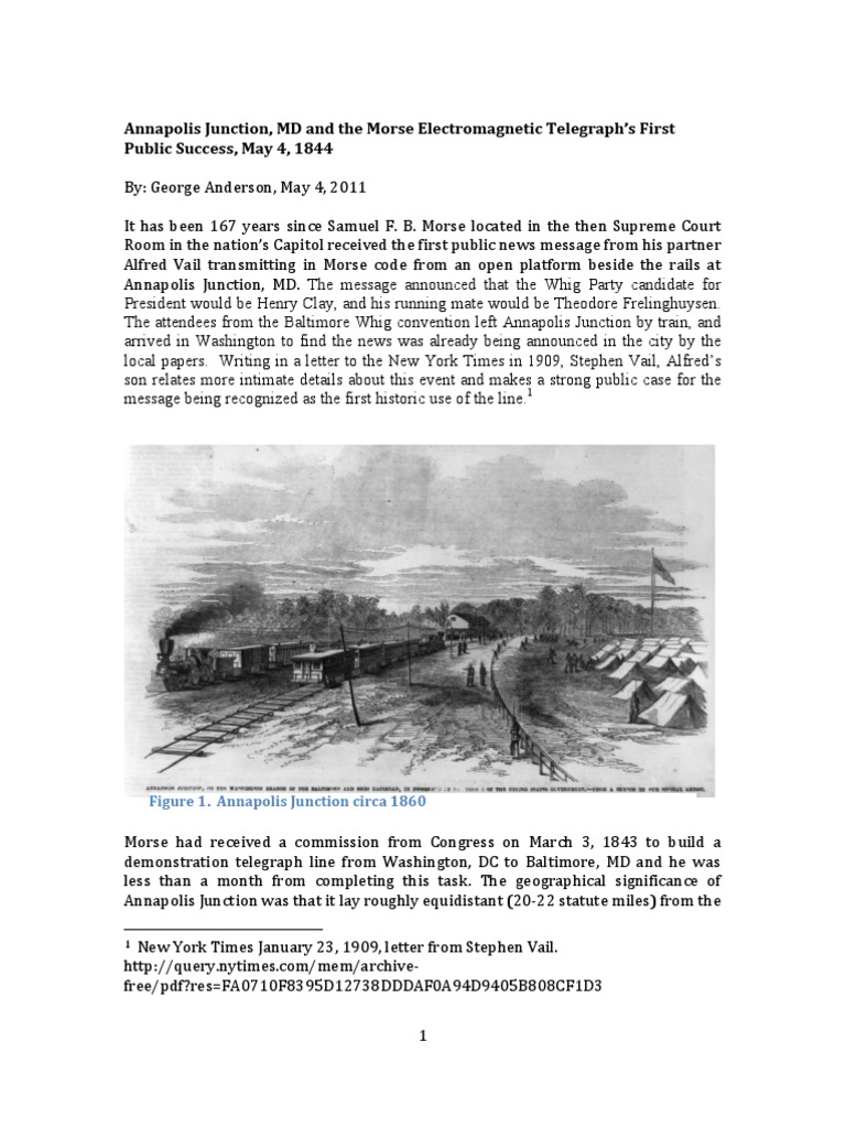 Telegraph Message From Annapolis Junction | PDF | Baltimore And Ohio ...