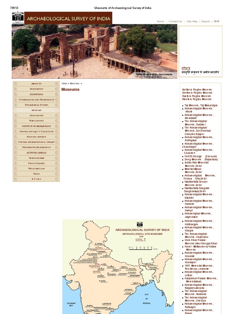 Museums of Archaeological Survey of India | PDF | Conservation And ...