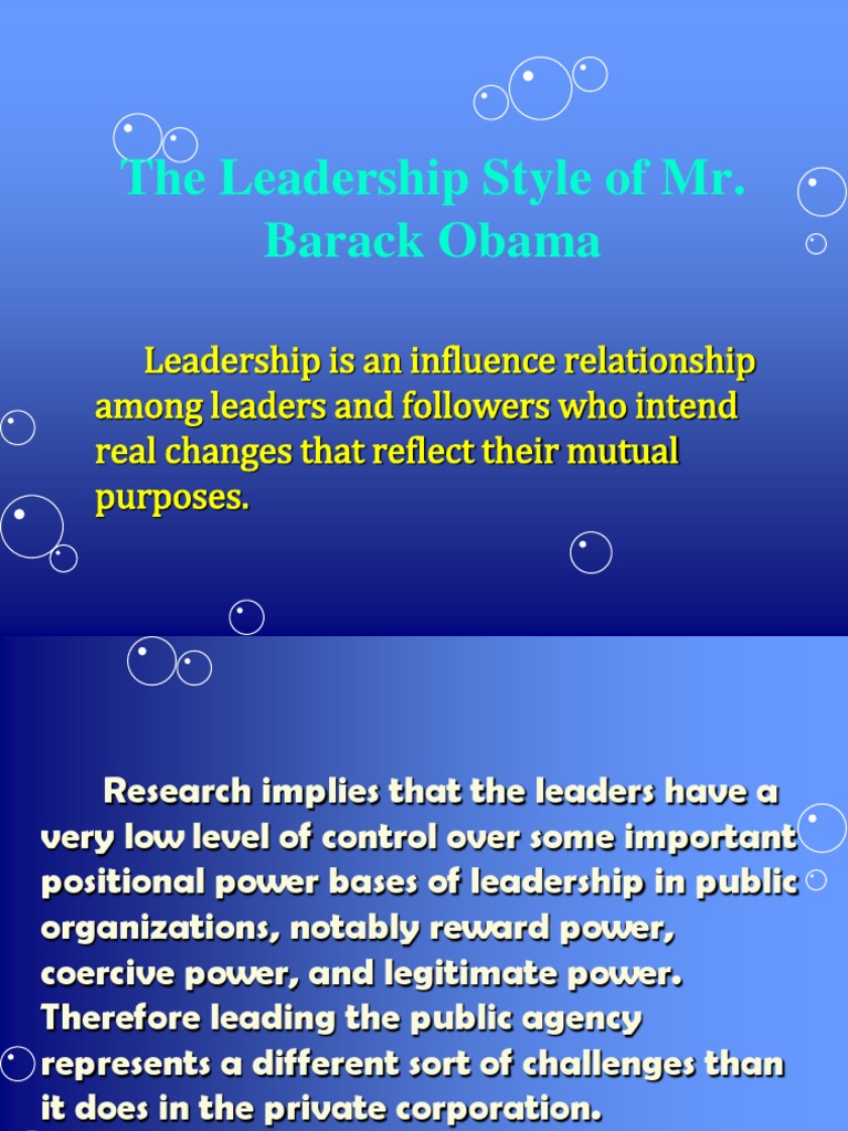 Barack Obama's Leadership Style Explained | PDF
