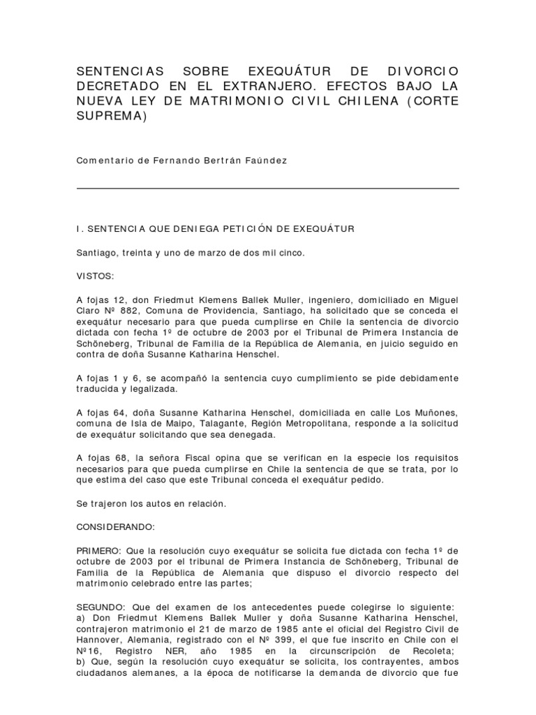 Exequátur Divorcio en El Extranjero | Descargar gratis PDF | Divorcio ... Exequátur Divorcio en El Extranjero | Descargar gratis PDF | Divorcio ...