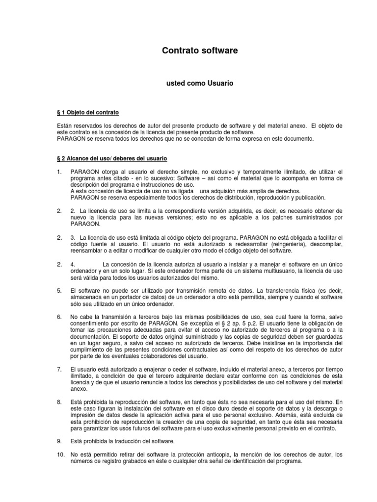 Modelo Contrato Software | PDF | Software | Usuario (informática)